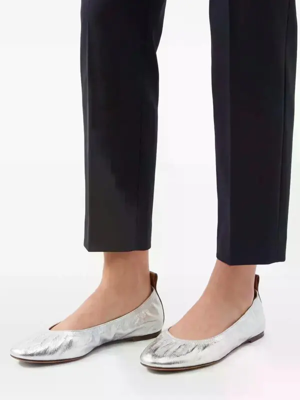 LANVIN Metallic Leather Ballerina Shoes - Silver