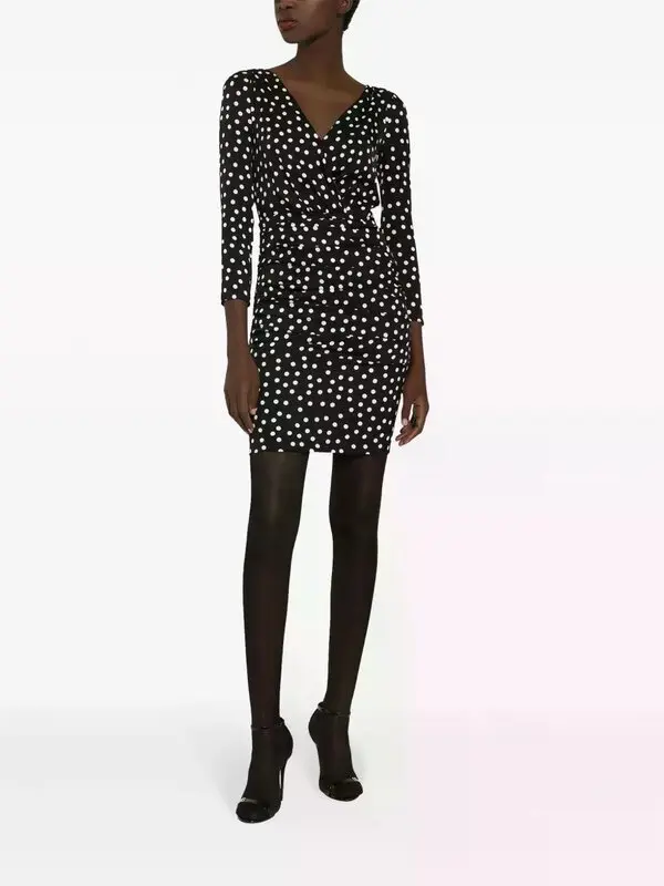 Dolce & Gabbana Polka Dot Draped Mini Dress