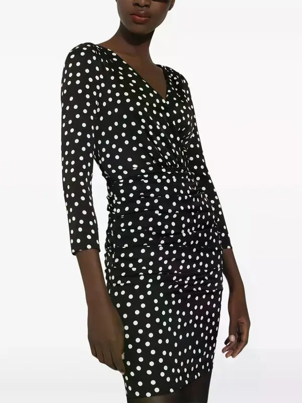 Dolce & Gabbana Polka Dot Draped Mini Dress