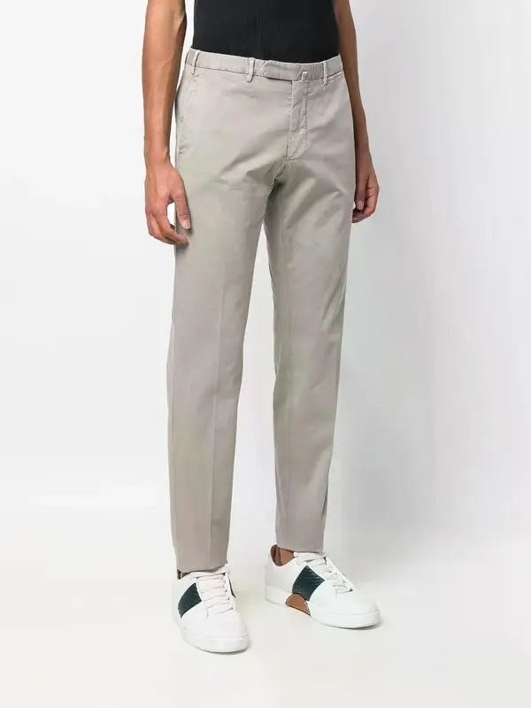 DELL'OGLIO Slim-cut Leg Chino Trousers - Neutrals