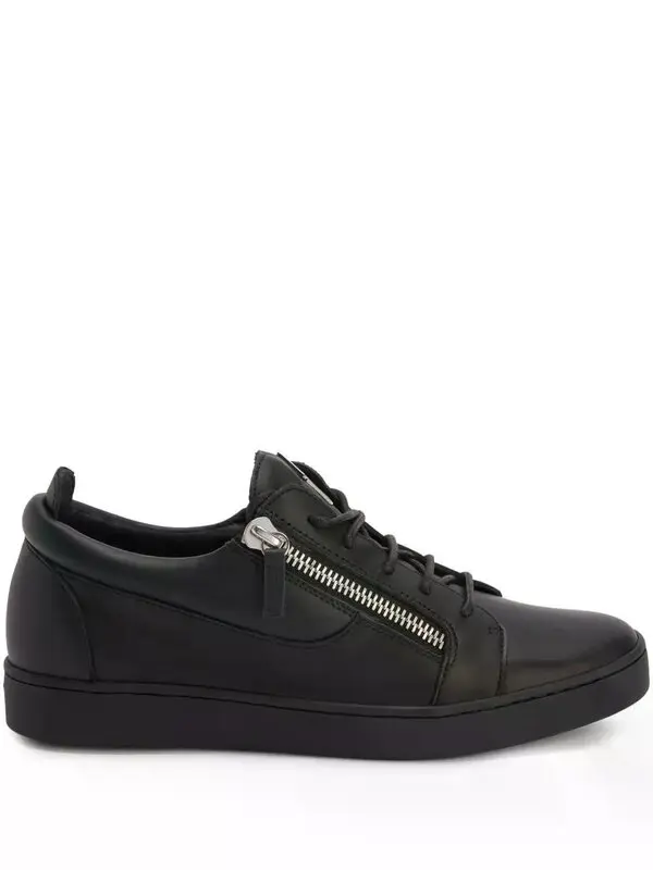 GIUSEPPE ZANOTTI Frankie Double-zip Low-top Sneakers In Leather - Black