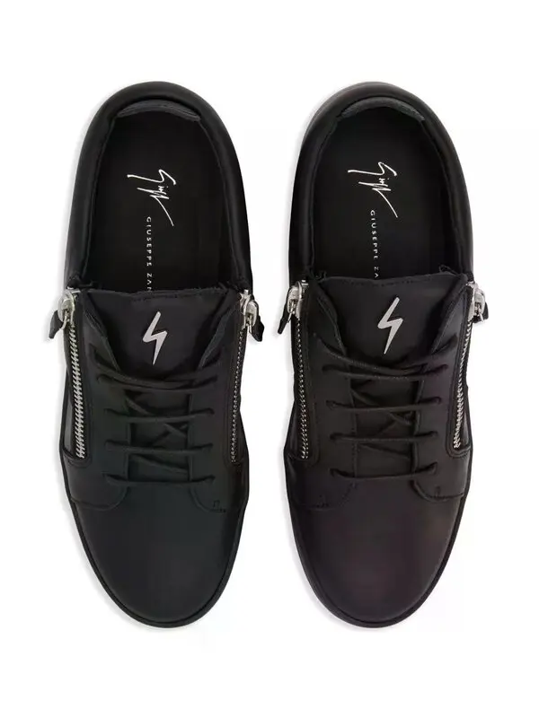 GIUSEPPE ZANOTTI Frankie Double-zip Low-top Sneakers In Leather - Black