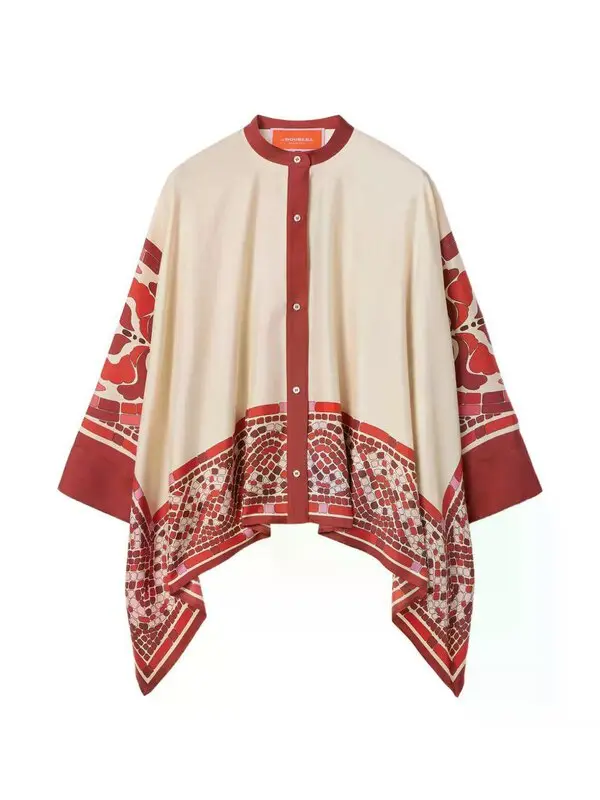 La DoubleJ Silk Foulard Shirt With Batwing Sleeves - Red