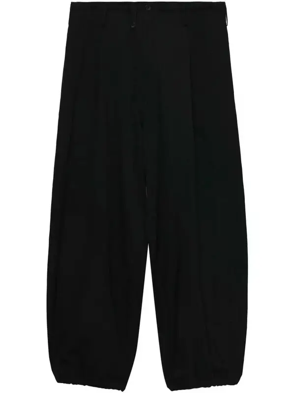 Yohji Yamamoto Wide-leg Wool Trousers - Black