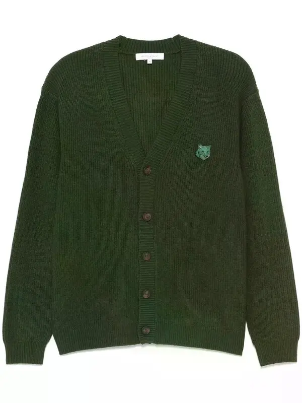 Maison Kitsuné Fox-patch V-neck Cardigan - Green
