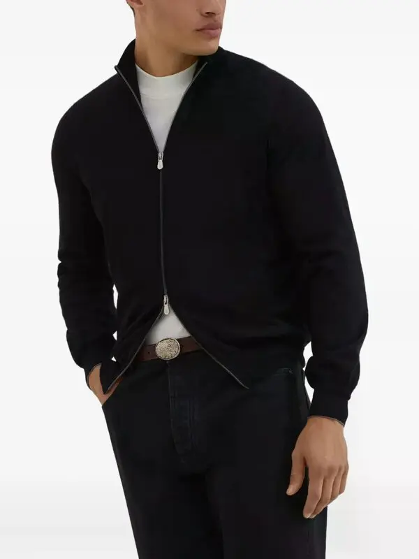 Brunello Cucinelli Zip-up Knitted Cashmere Jumper - Black