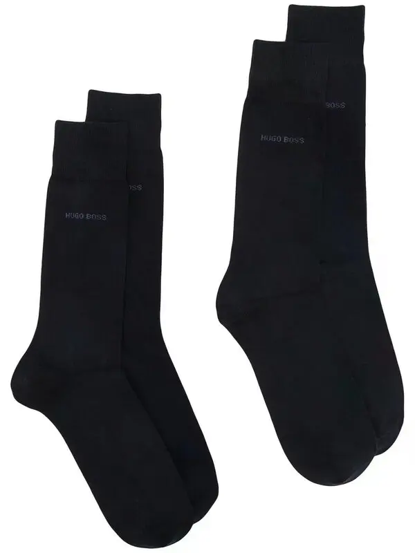 BOSS Logo Print Crew Socks - Blue