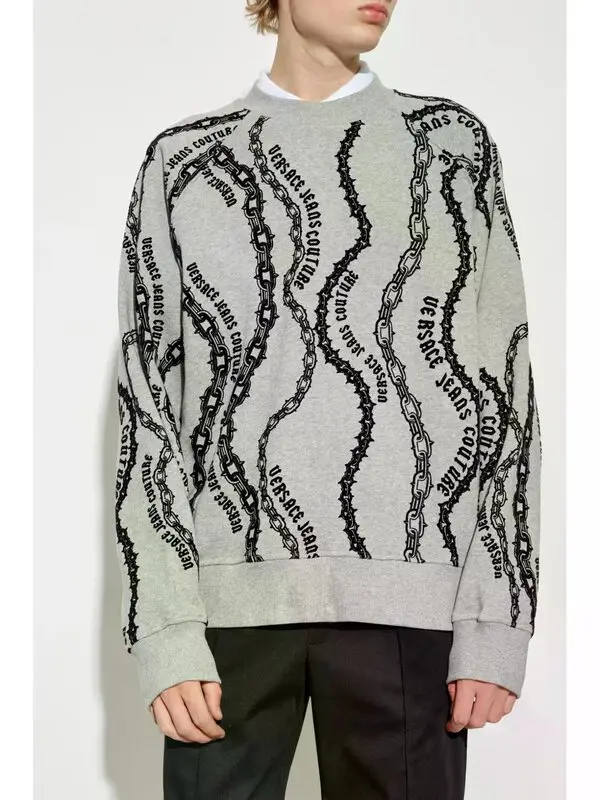 Versace Chain Link Print Crewneck Sweatshirt