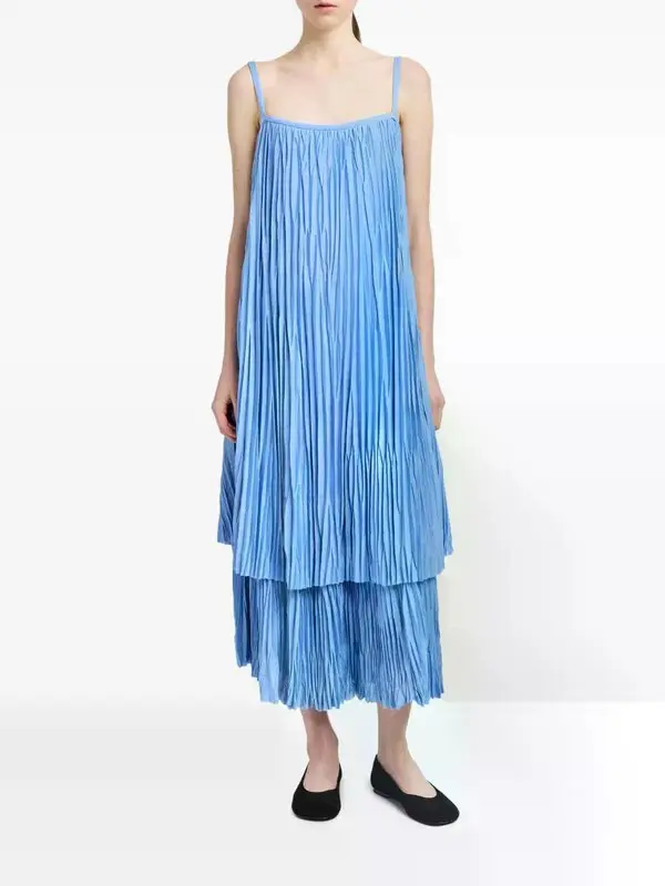 Proenza Schouler White Label Midi Dress With Pleats And Belted Waist