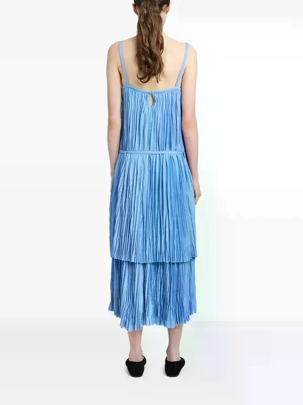 Proenza Schouler White Label Midi Dress With Pleats And Belted Waist