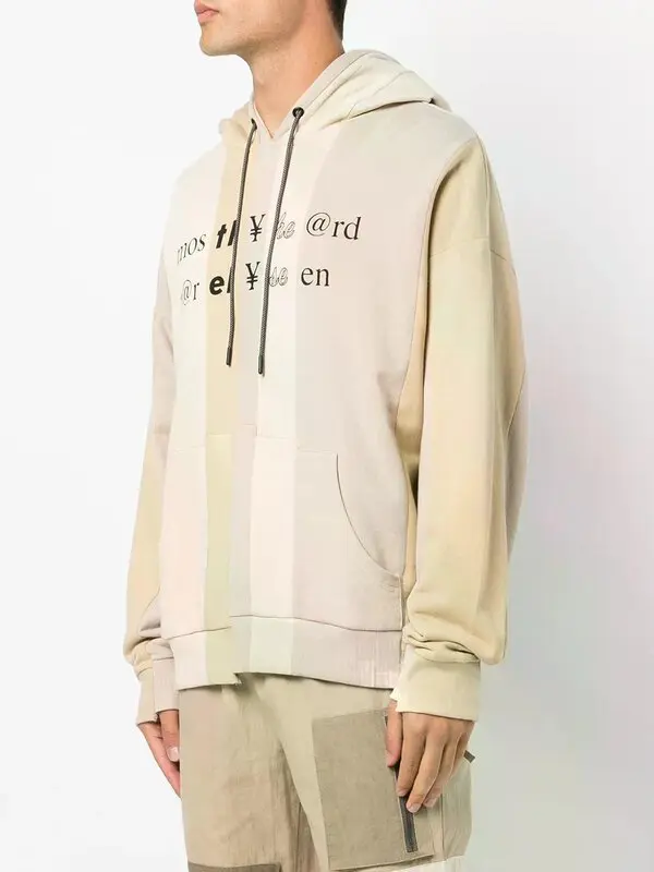 MOSTLY HEARD RARELY SEEN Spliced Text Long-sleeve Hoodie - Neutrals