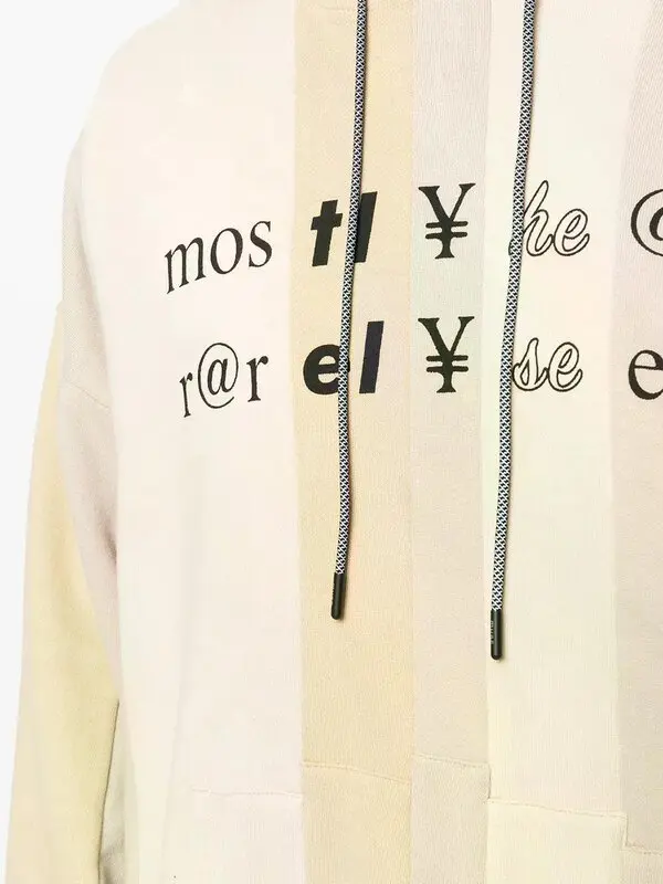 MOSTLY HEARD RARELY SEEN Spliced Text Long-sleeve Hoodie - Neutrals