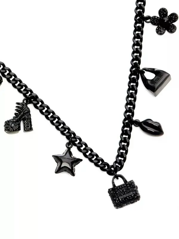 Marc Jacobs Mini Icon Pave-charm Necklace - Black