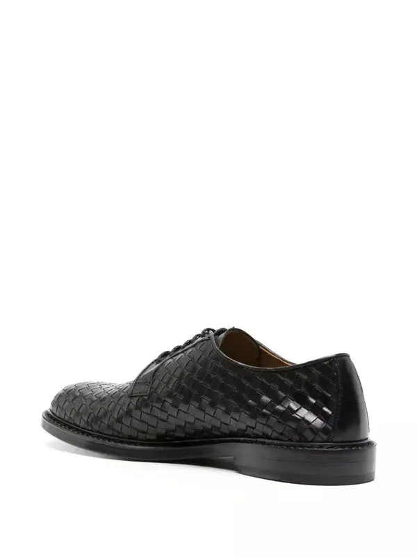 DOUCAL'S Interwoven Leather Derby Shoes - Black