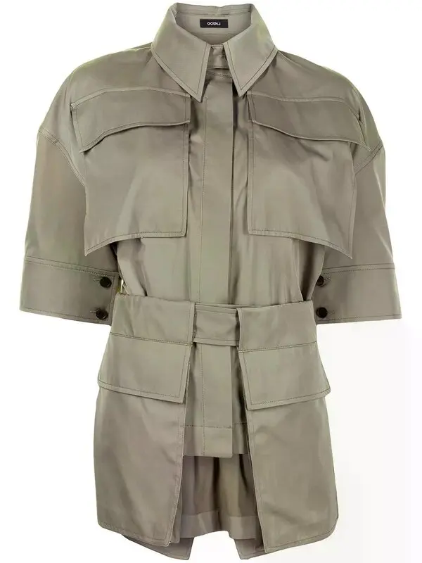 Goen.j Belted Cotton-blend Twill Shirt