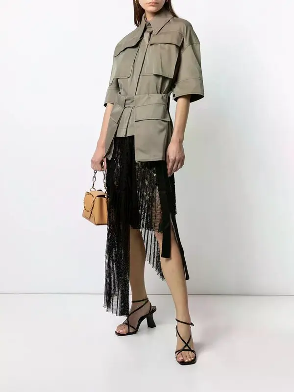 Goen.j Belted Cotton-blend Twill Shirt