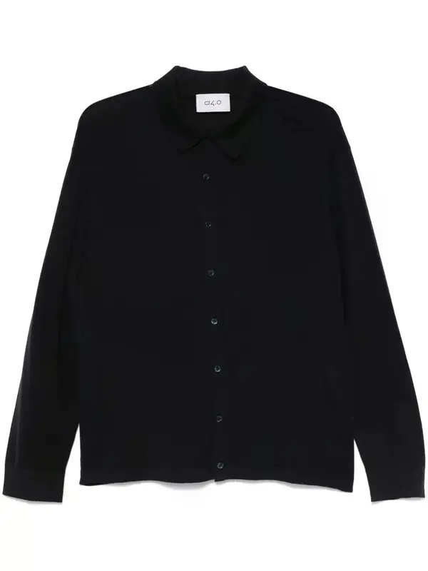 D4.0 Fine Knit Wool Cardigan - Black