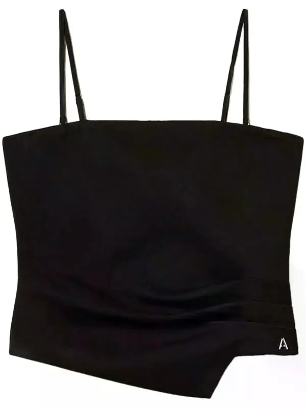 TWINSET Draped Square Neck Cropped Top - Black