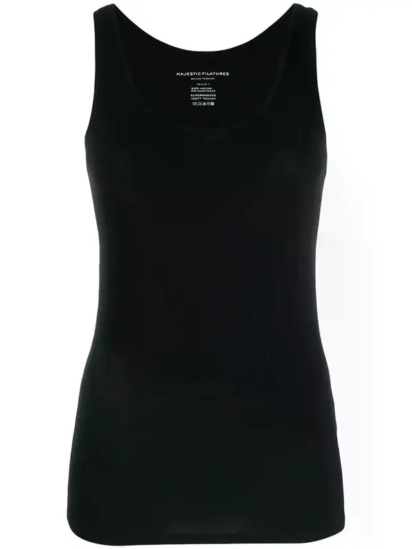 Majestic Filatures Scoop Neck Sleeveless Top - Black
