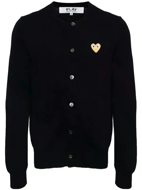 Play Comme Des Garcon Wool Cardigan With Heart Appliqu