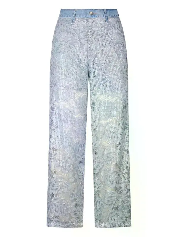 Liu Jo Floral Lace Sequined Jeans - Blue