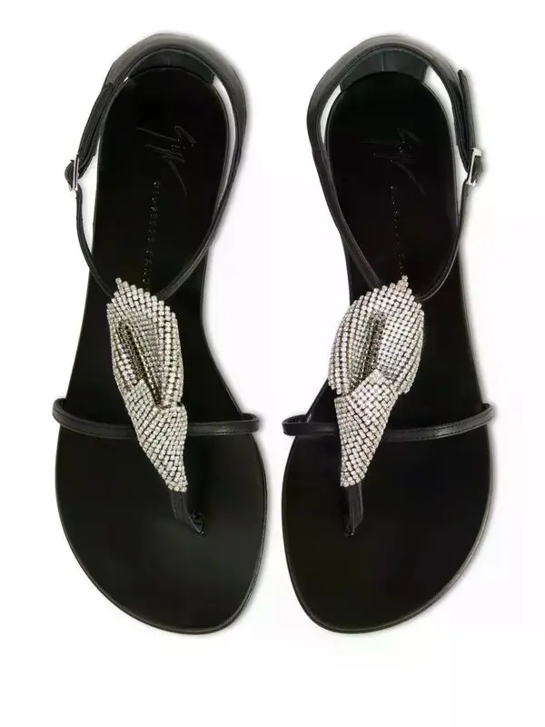 GIUSEPPE ZANOTTI Calla Flower Embellished Flat Sandals