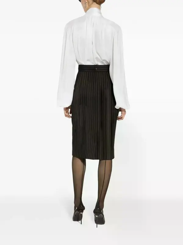Dolce & Gabbana Virgin Wool-blend Pinstripe Midi Skirt