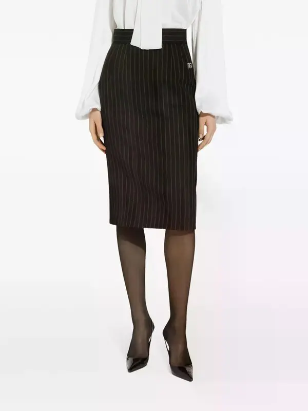 Dolce & Gabbana Virgin Wool-blend Pinstripe Midi Skirt