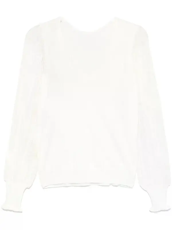 TWINSET Dual-use Lace-sleeves Sweater - Neutrals