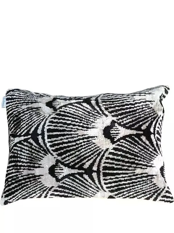 LES-OTTOMANS Jacquard Silk Velvet-blend Cushion - Black