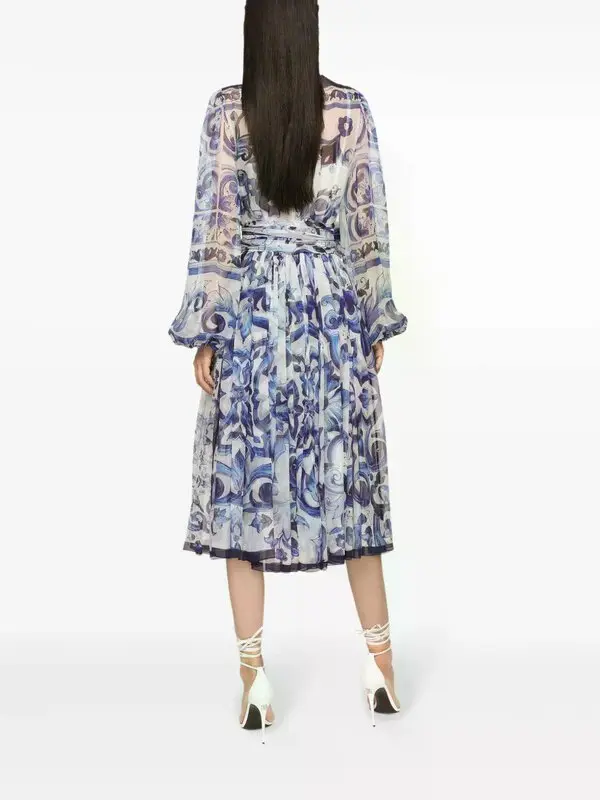 Dolce & Gabbana Majolica Print Silk Midi Dress
