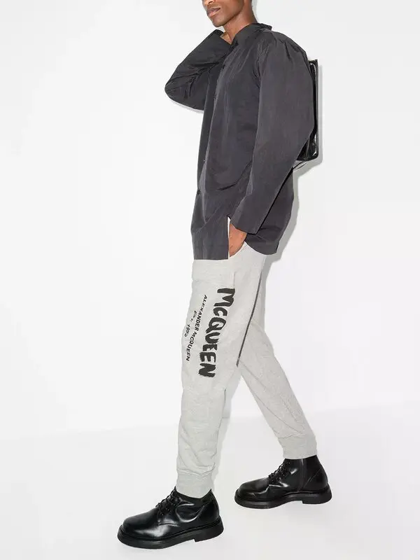 Alexander McQueen Graffiti-print Track Pants - Grey