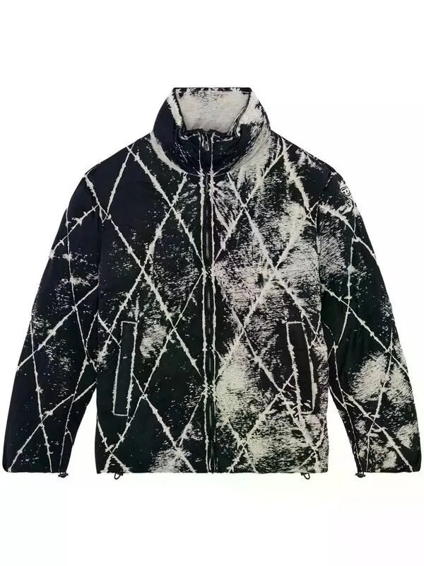 DIESEL® Geometric-pattern Print Bomber Jacket - Black
