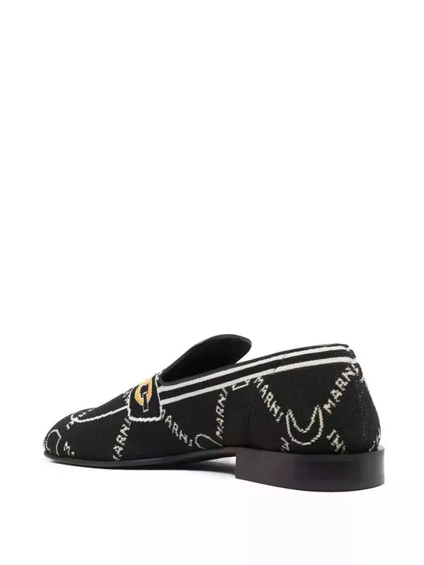 Marni All-over Logo-jacquard Loafers - Black