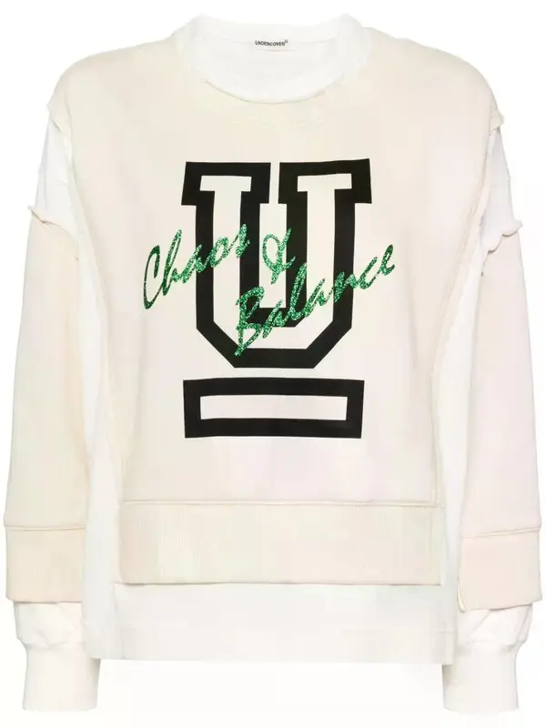 Undercover Contrast Panel Cotton Sweatshirt - White