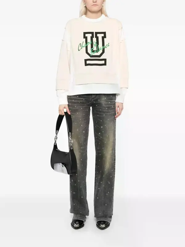 Undercover Contrast Panel Cotton Sweatshirt - White