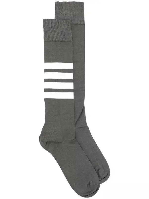 Thom Browne Lightweight Cotton 4-bar Over-the-calf Socks - Grey