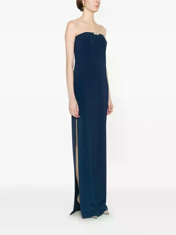Elisabetta Franchi Strapless Maxi Dress With Rhinestone Embellishment