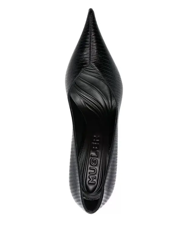 MUGLER 95mm Grainy Leather Pointed Toe Pumps