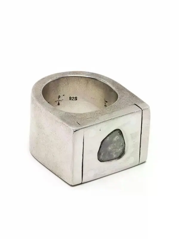 PARTS OF FOUR Sterling Faceted Diamond Plate Ring - Silver