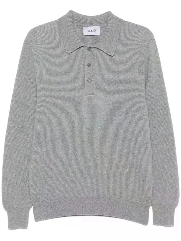 D4.0 Fine-ribbed Polo Shirt - Grey
