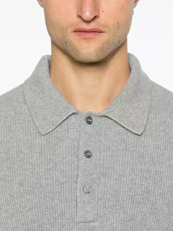 D4.0 Fine-ribbed Polo Shirt - Grey