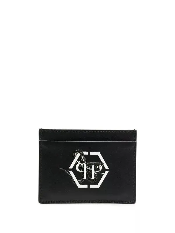 Philipp Plein French Hexagon-print Cardholder - Black