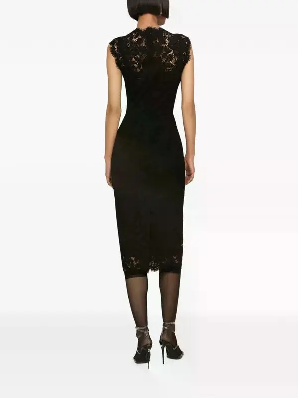 Dolce & Gabbana Fitted Midi Dress With Lace Overlay