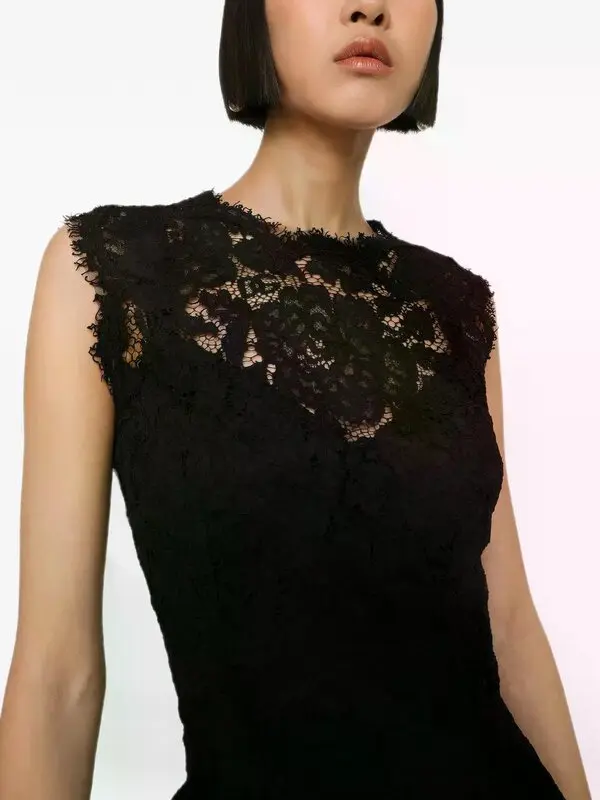 Dolce & Gabbana Fitted Midi Dress With Lace Overlay