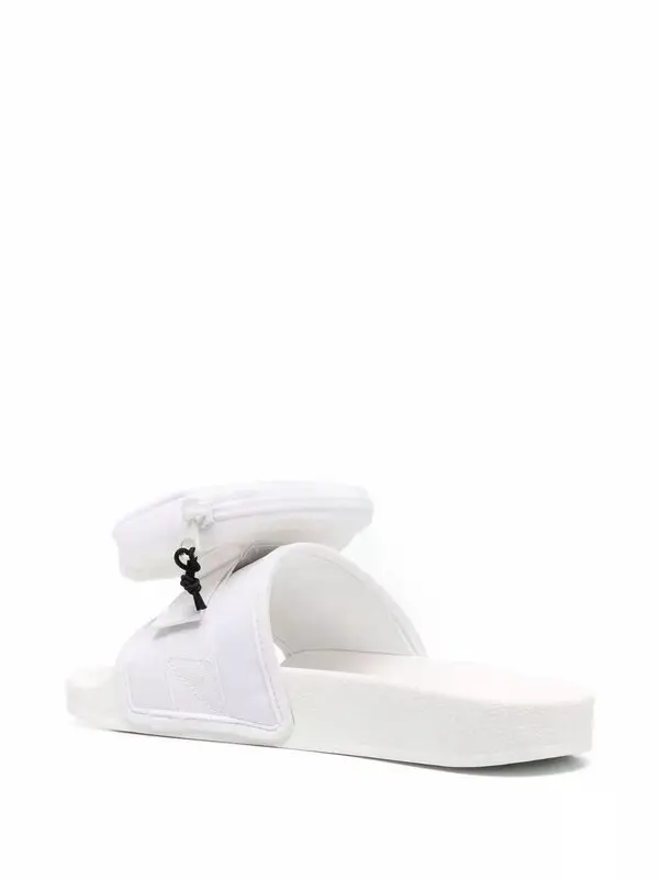 Adidas Adilette Slides With Logo-strap Pouch - White