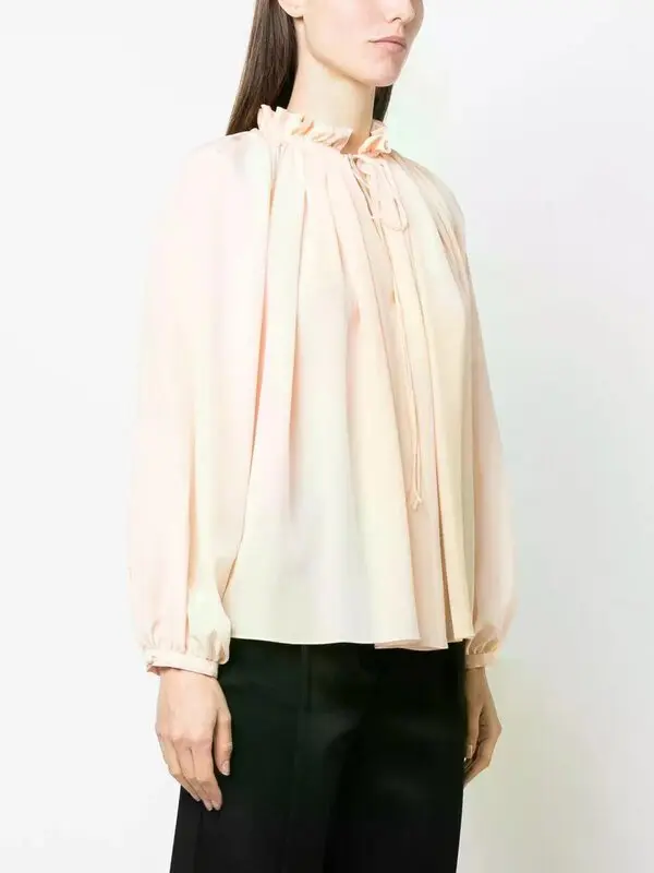 LANVIN Silk Blouse With Pleated Neckline