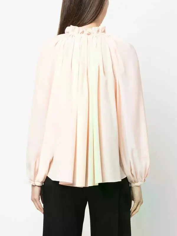 LANVIN Silk Blouse With Pleated Neckline