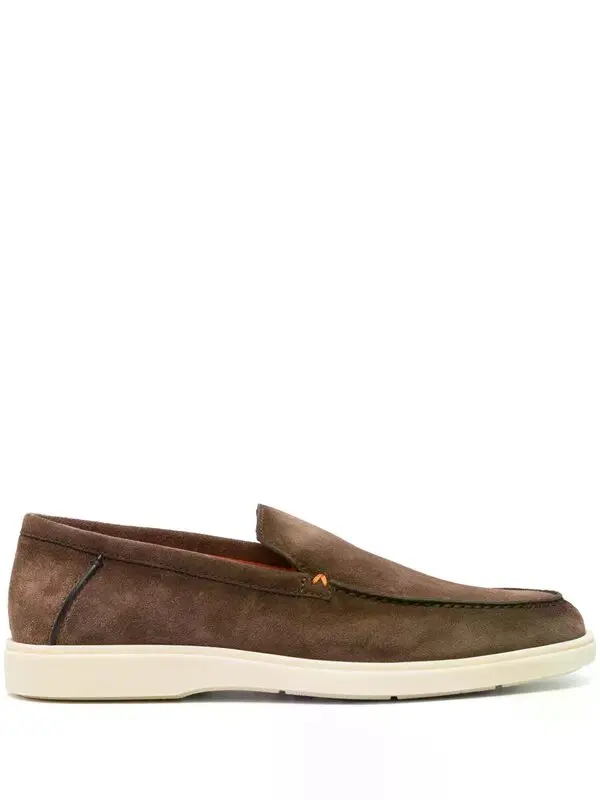 Santoni Almond Toe Suede Loafers