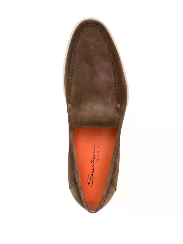 Santoni Almond Toe Suede Loafers